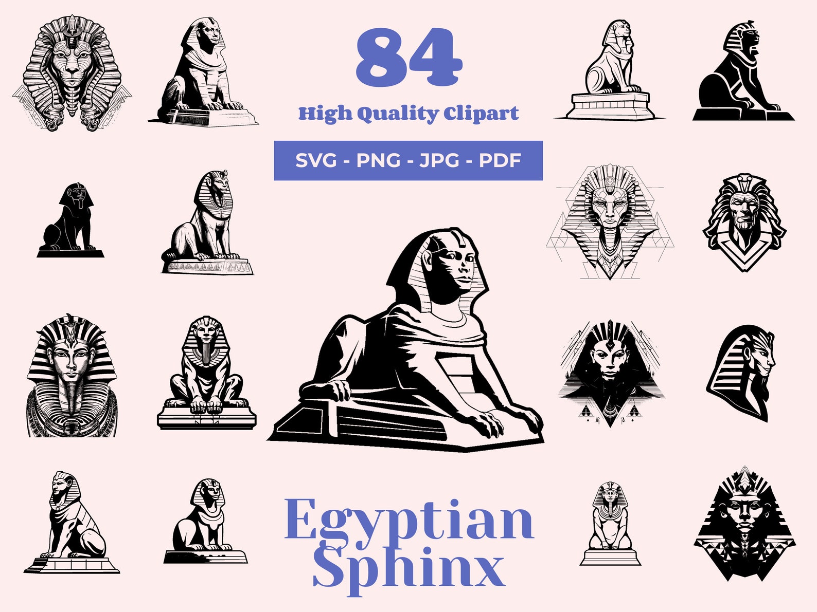 Egyptian Sphinx SVG Clipart Bundle – 84 Unique Designs (digital ...