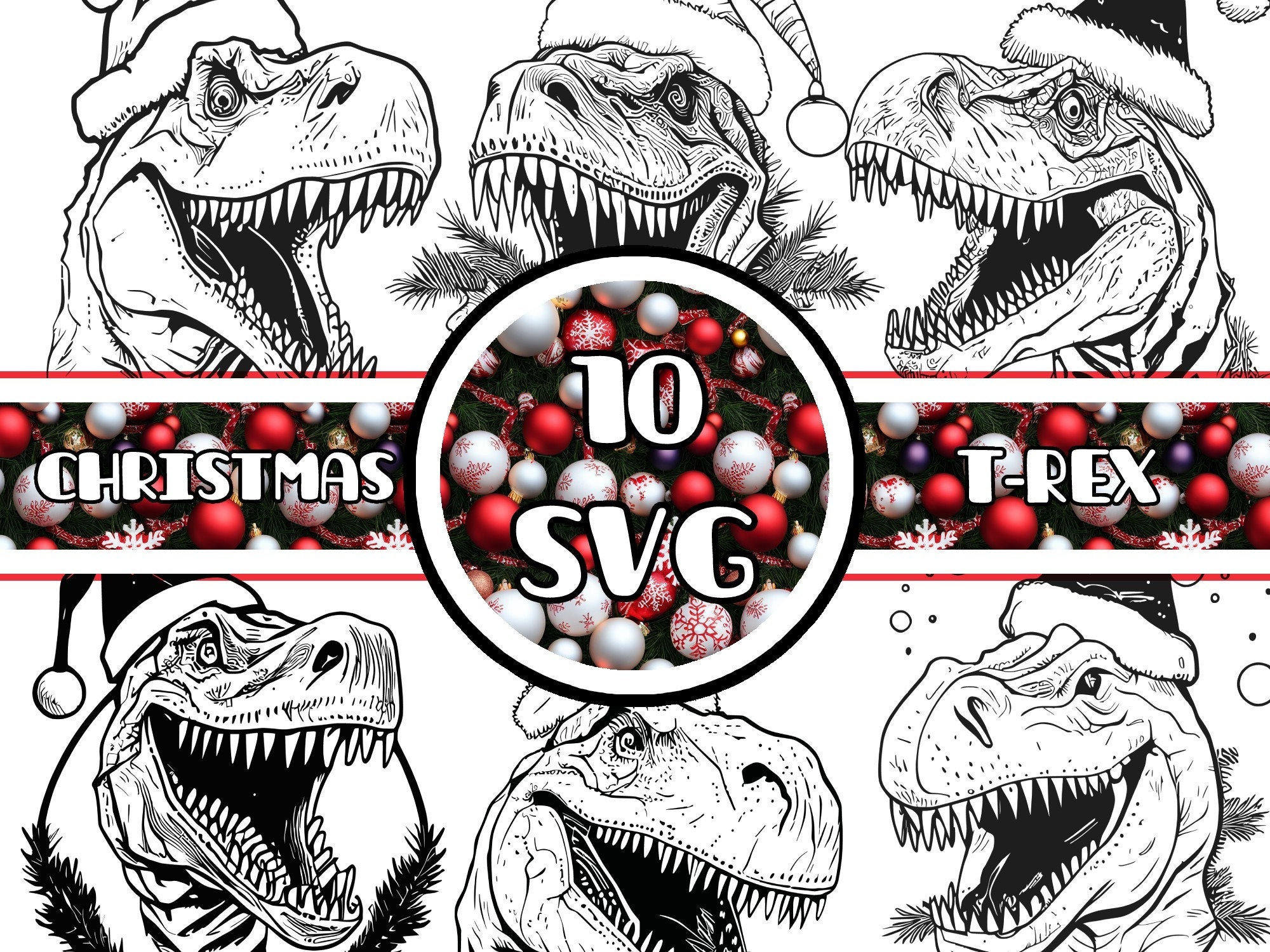 Christmas T-rex SVG Bundle 10 Unique Design Christmasaurus - Etsy