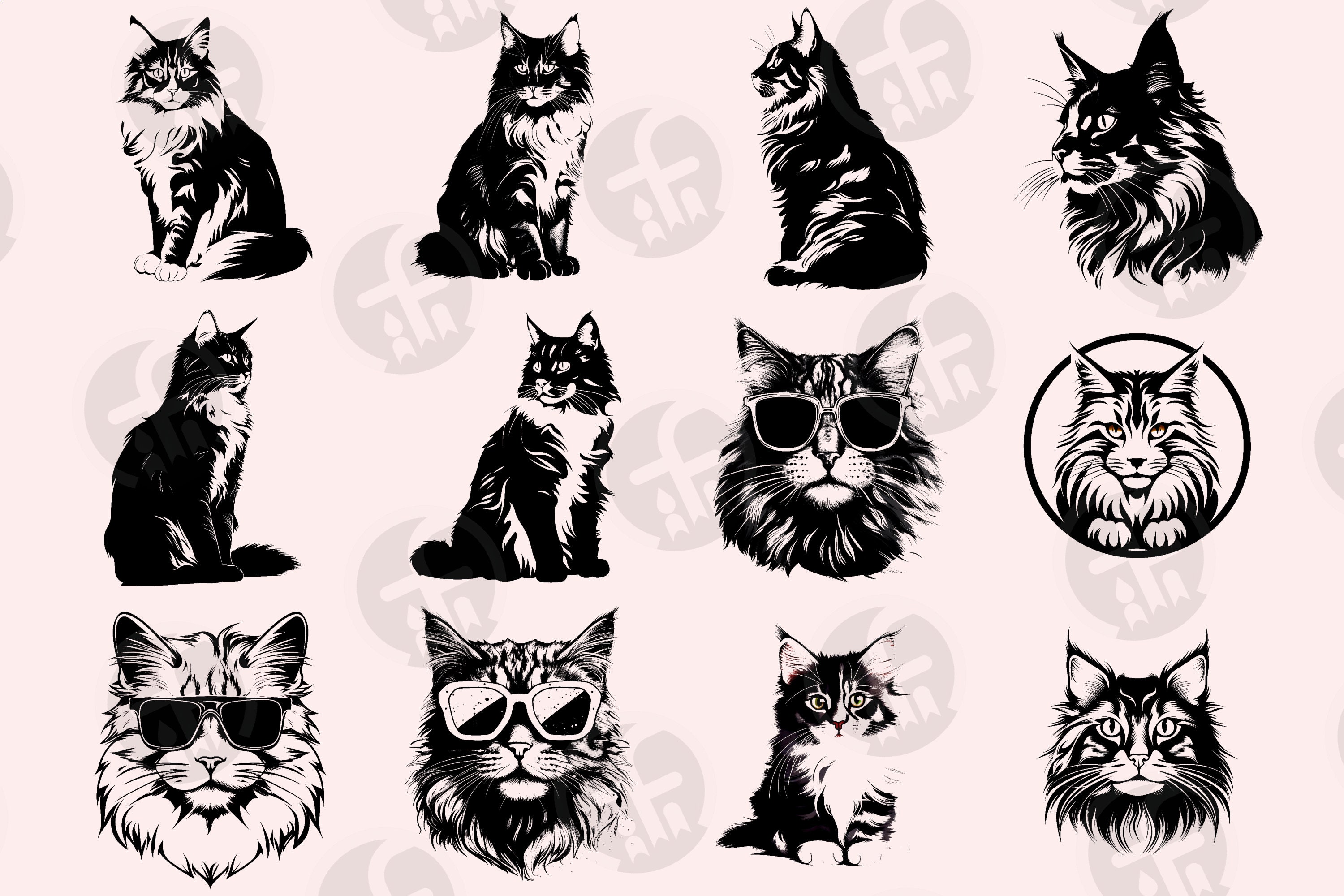 Maine Coon SVG Bundle 96 Cut Files American Native Cat - Etsy UK