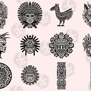Aztec SVG Bundle 96 Unique Designs Ancient Mesoamerican Art Sublimation ...