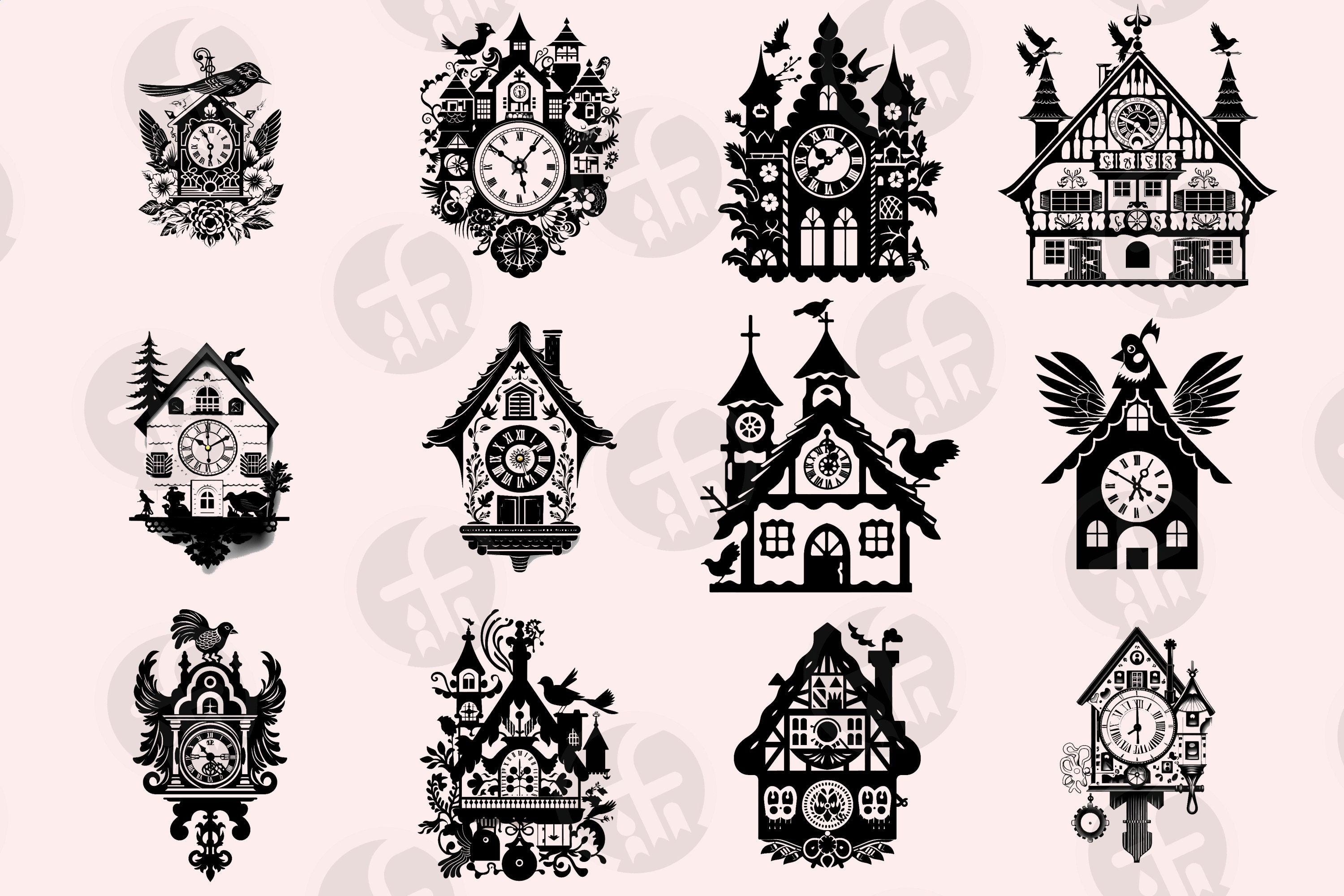 German Cuckoo Clock SVG Bundle 45 Cut Files Traditional - Etsy