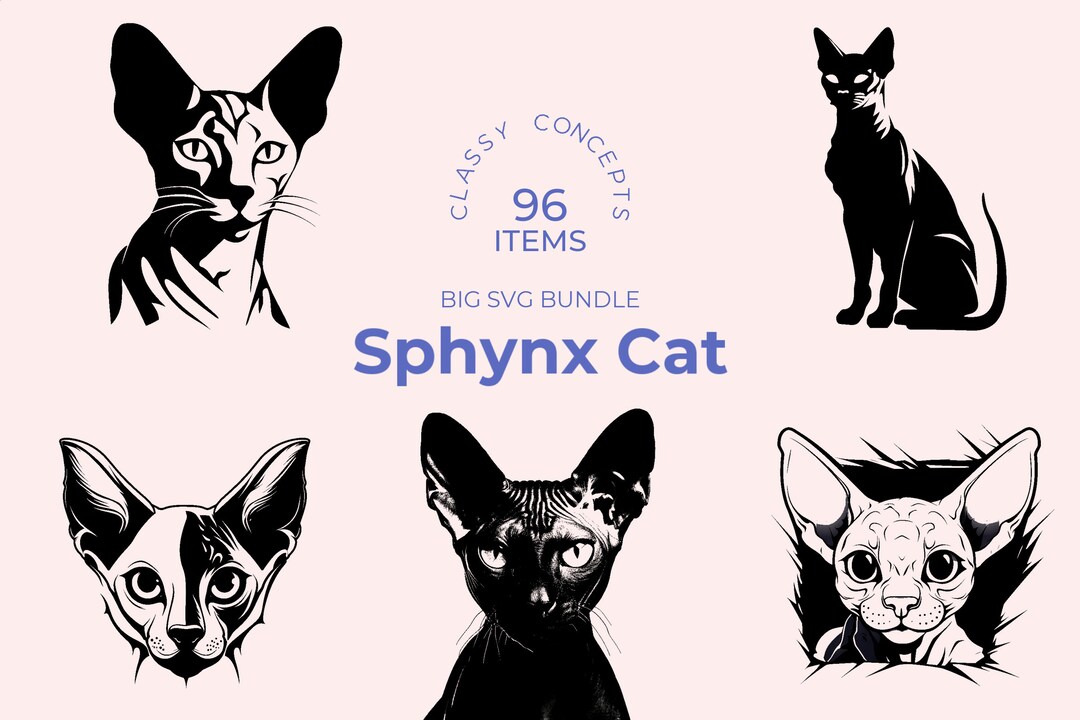 Sphynx Cat SVG Bundle 96 Unique Cut Files Hairless Beauty - Etsy