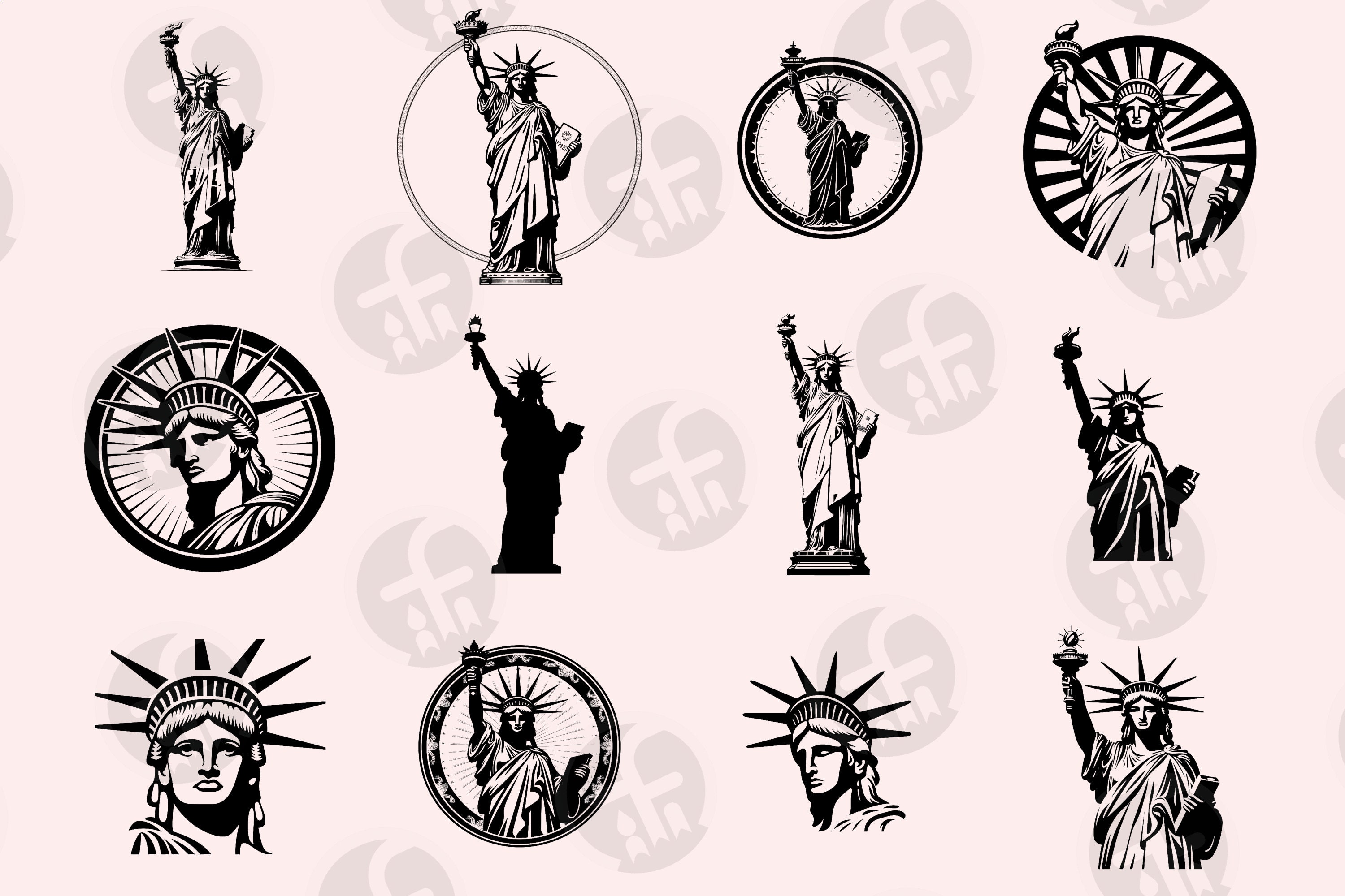 American Statue of Liberty SVG Bundle 53 Cut Files US Icon - Etsy