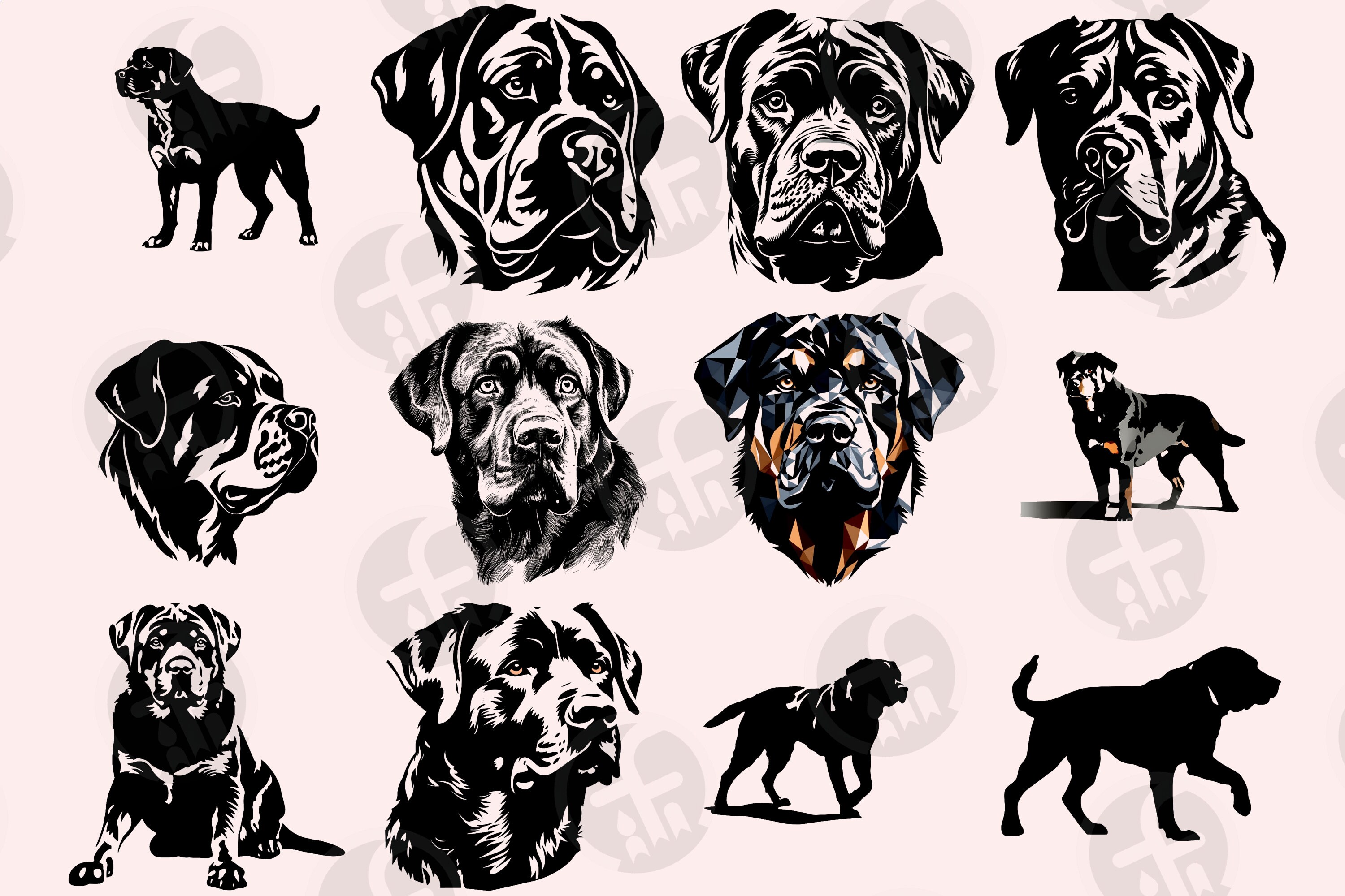 Rottweiler SVG Bundle 80 Cut Files Rottie Art DIY Craft - Etsy