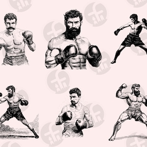 Boxer Fighter SVG Bundle: 28 Vintage Boxing Clipart Designs (digital ...