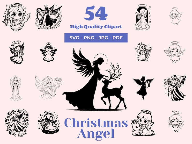 Christmas Angel SVG Bundle: 54 Holiday Craft Designs (digital Download ...