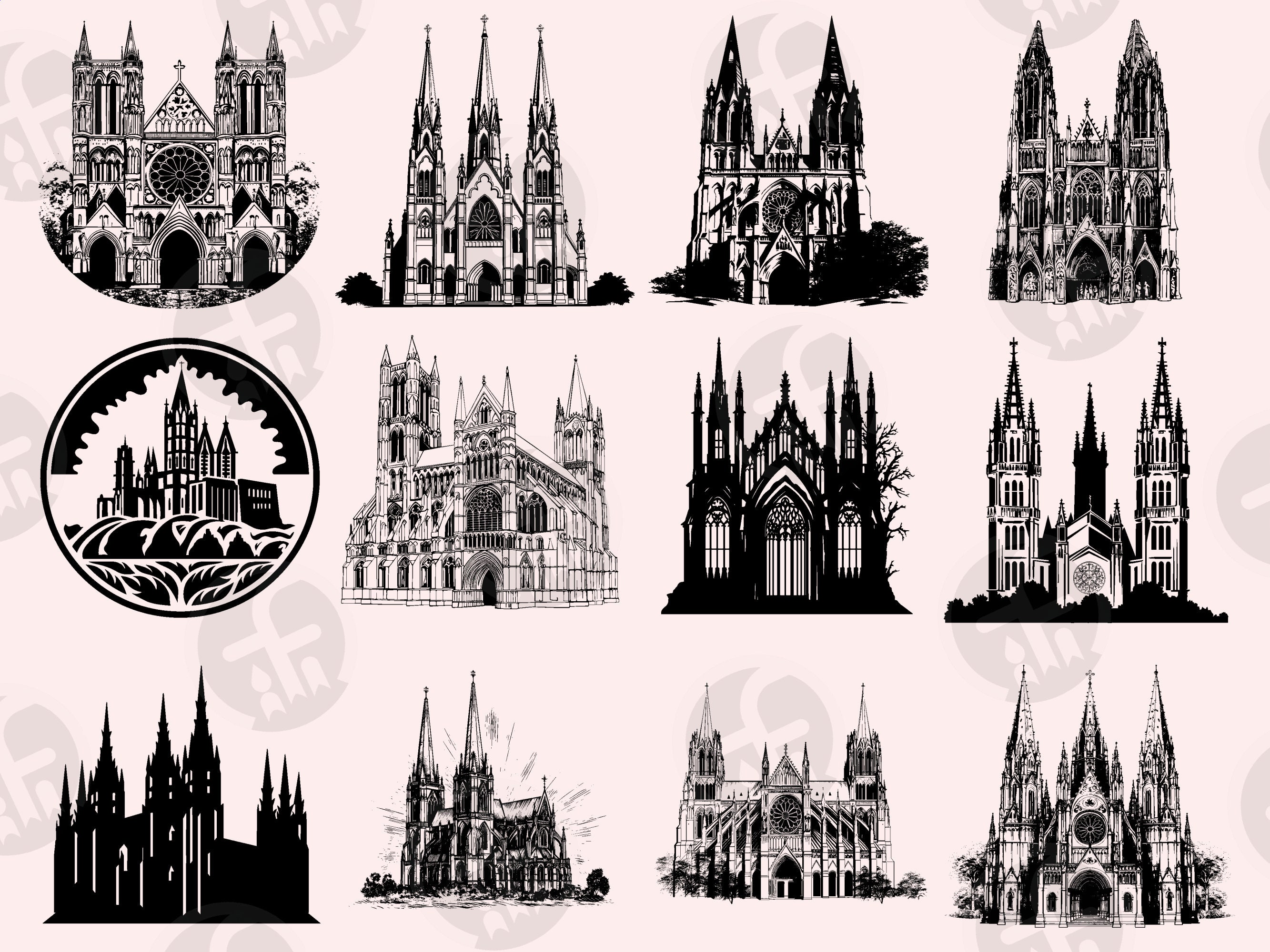 Gothic Cathedral SVG Bundle: 66 Church Designs (digital Download) - Etsy