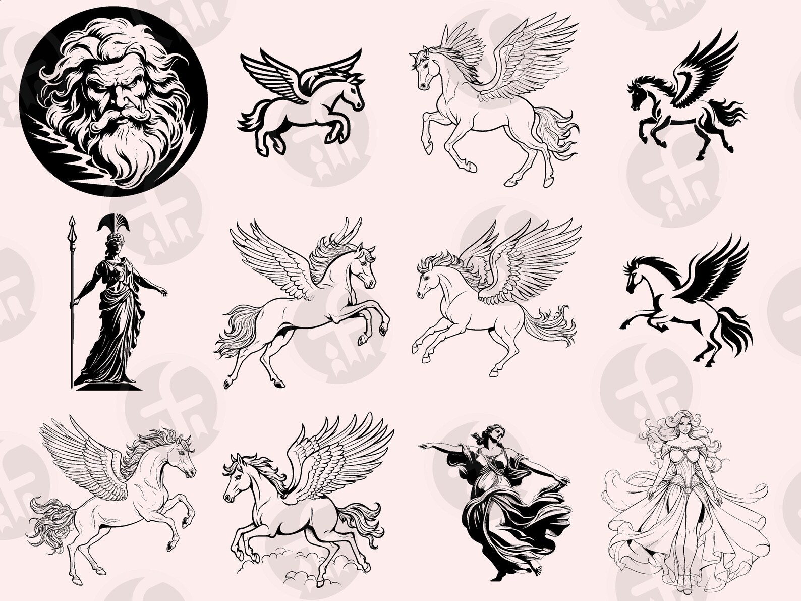 Greek Mythology SVG Bundle - 96 Cut Files - Olympus Gods - Sublimation ...