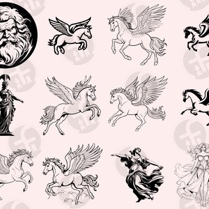 Greek Mythology SVG Bundle - 96 Cut Files - Olympus Gods - Sublimation ...