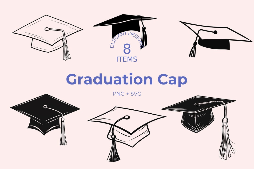 Graduation Cap SVG - 8 Minimalist Black and White Designs - Graduation ...