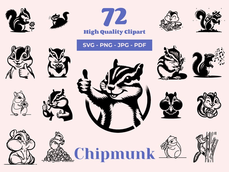 Chipmunk SVG Bundle: 72 Wildlife Designs for Cricut, Laser Cutting ...