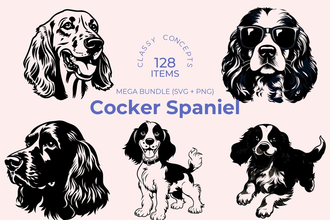 Cocker Spaniel SVG Bundle 128 Cut Files American Cocker - Etsy