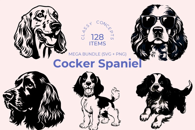 Cocker Spaniel SVG Bundle 128 Cut Files American Cocker - Etsy
