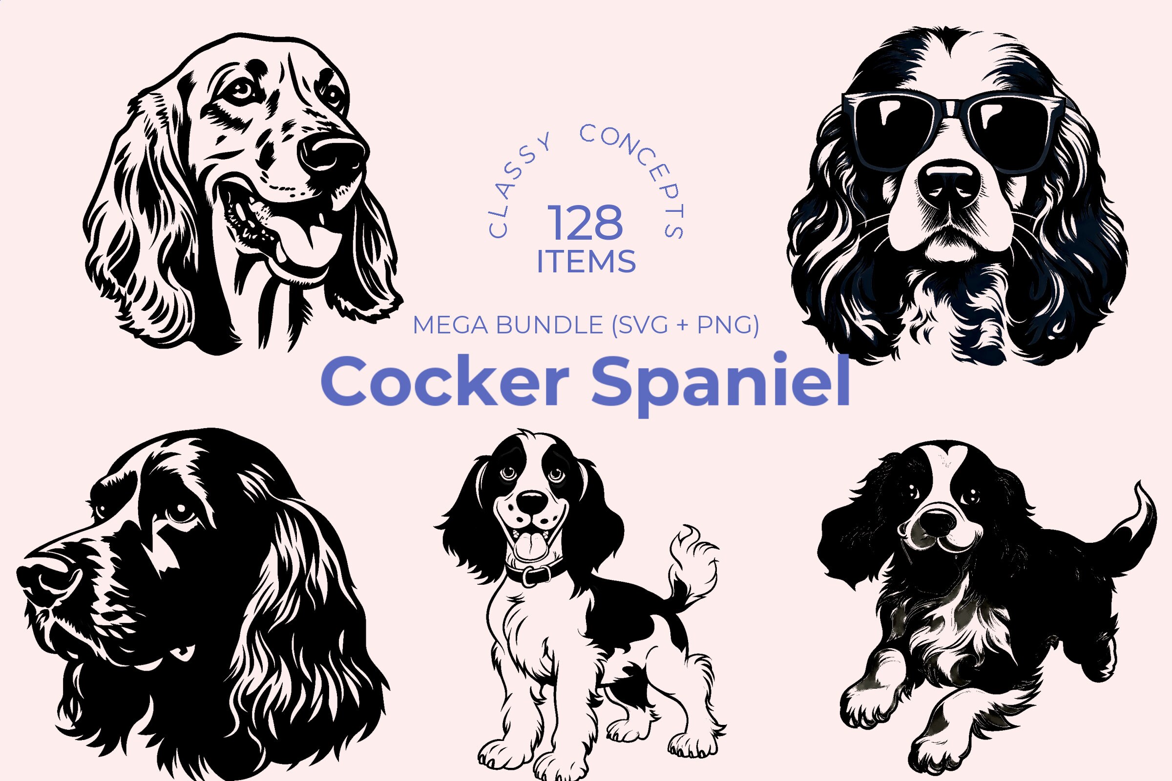 Cocker Spaniel SVG Bundle 128 Cut Files American Cocker - Etsy UK