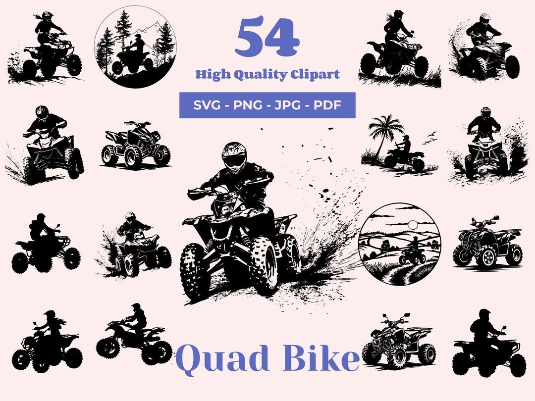 Quad Bike SVG Bundle: 54 Offroad Motorbike ATV Designs (digital ...