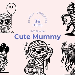 Cute Mummy SVG Bundle 36 Designs Halloween Decor SVG Adorable Mummy ...