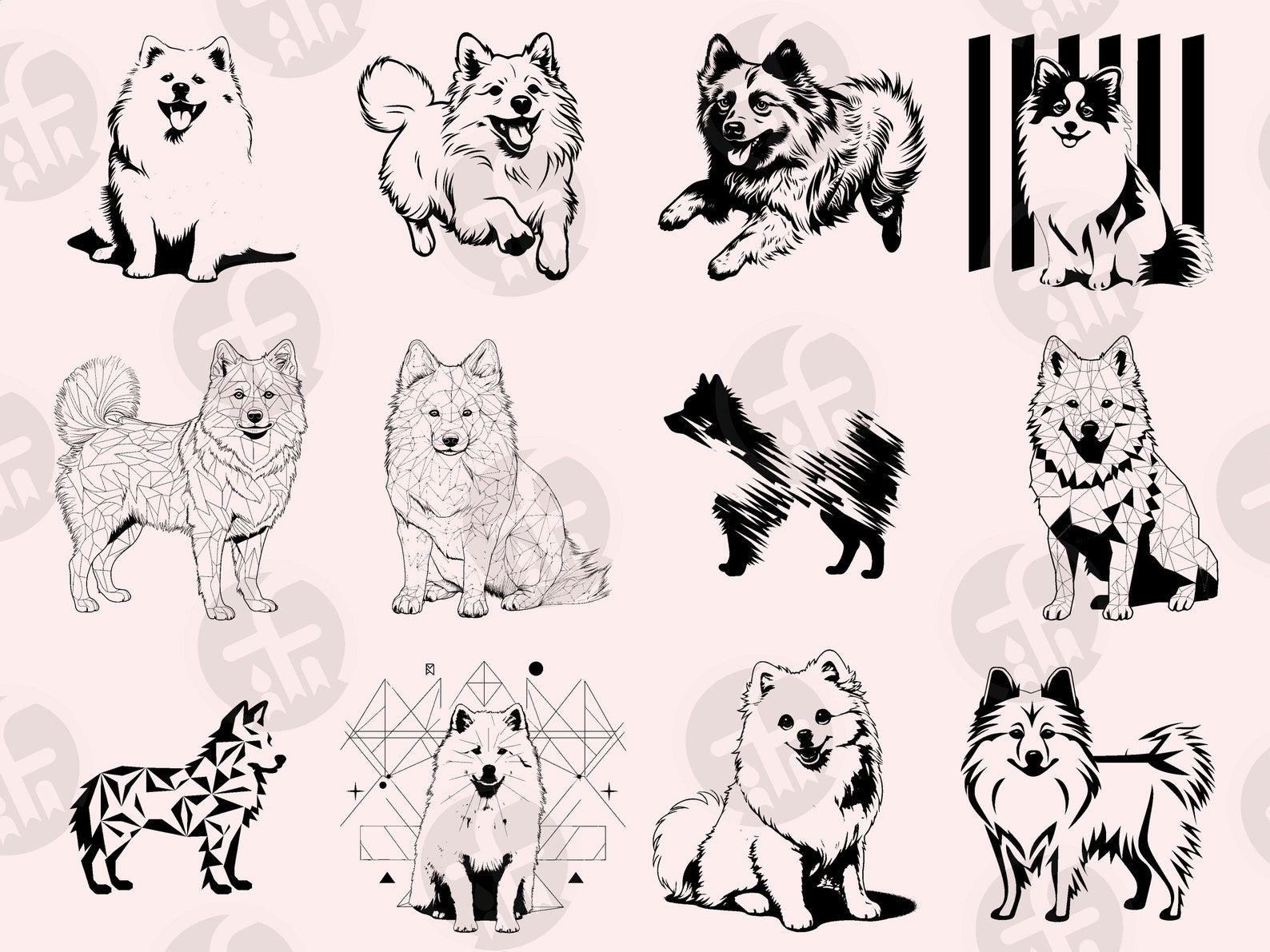 American Eskimo Dog SVG Bundle: 96 Spitz Designs (digital Download) - Etsy
