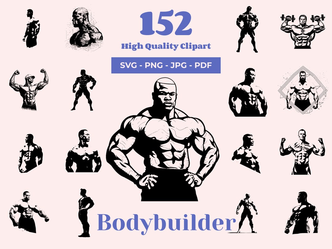 Bodybuilder SVG Bundle - 152 Cut Files - Strength, Fitness, and Muscle ...