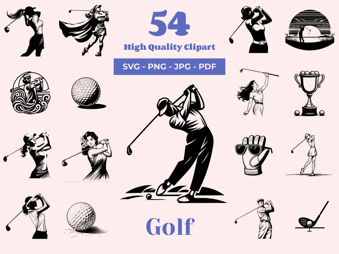 Female Golf Player SVG Bundle: 54 Golf Clipart Designs (digital ...