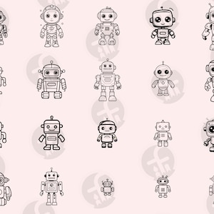 Toy Robot SVG Bundle - 120 Cut Files - Robot Silhouette and Clip Art ...