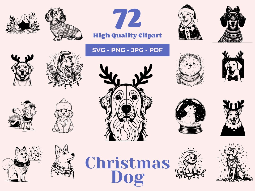 Christmas Dog SVG Bundle: 72 Holiday Puppy Designs (digital Download ...