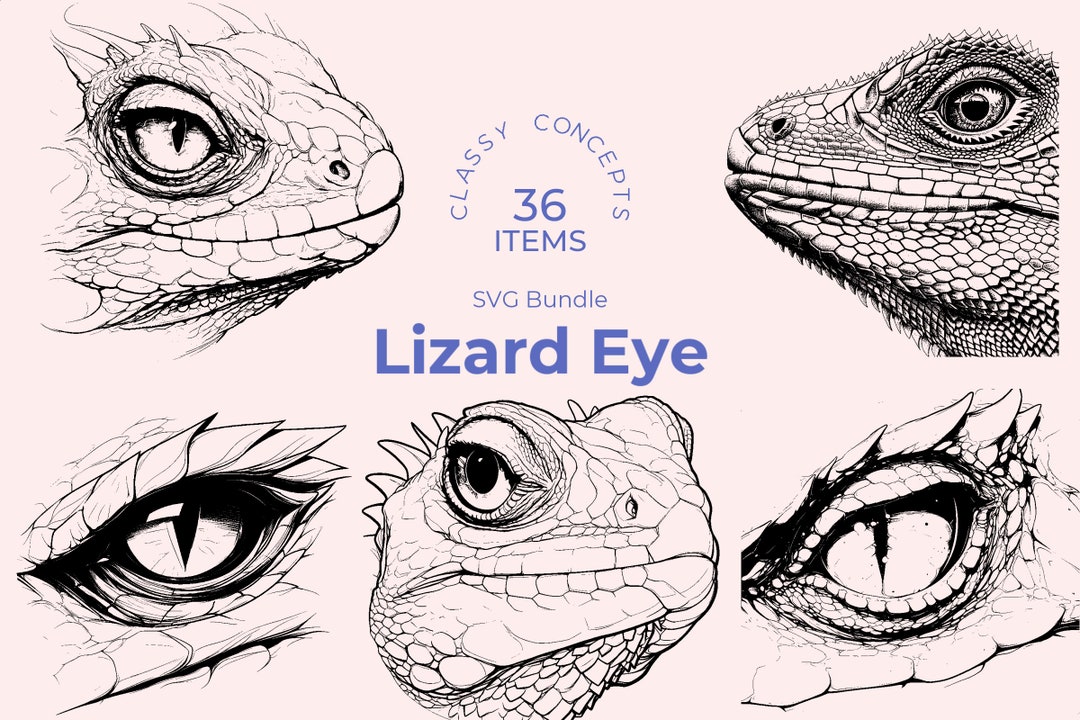 Lizard Eye SVG Bundle 36 Designs Reptilian Gaze Clipart Black and White ...