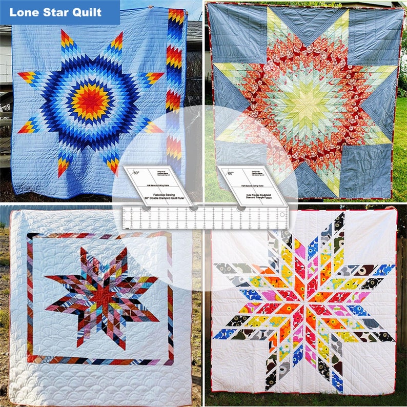 Fabulous Sewing Double Diamond Quilt Ruler, Rotary Cutter, Patchwork ...