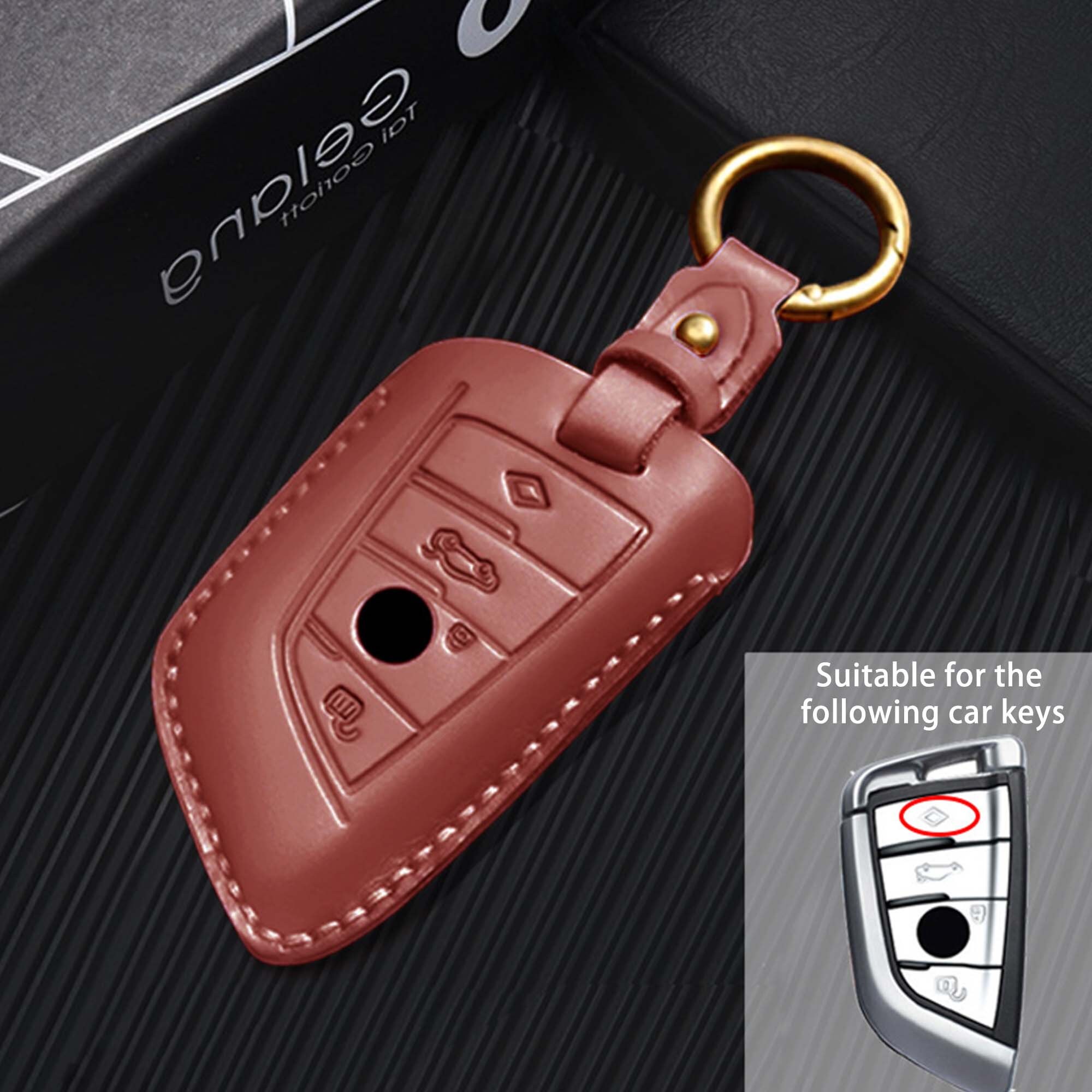 Personalized Genuine Leather Key Fob Cover,keychain Case Holder, Car ...