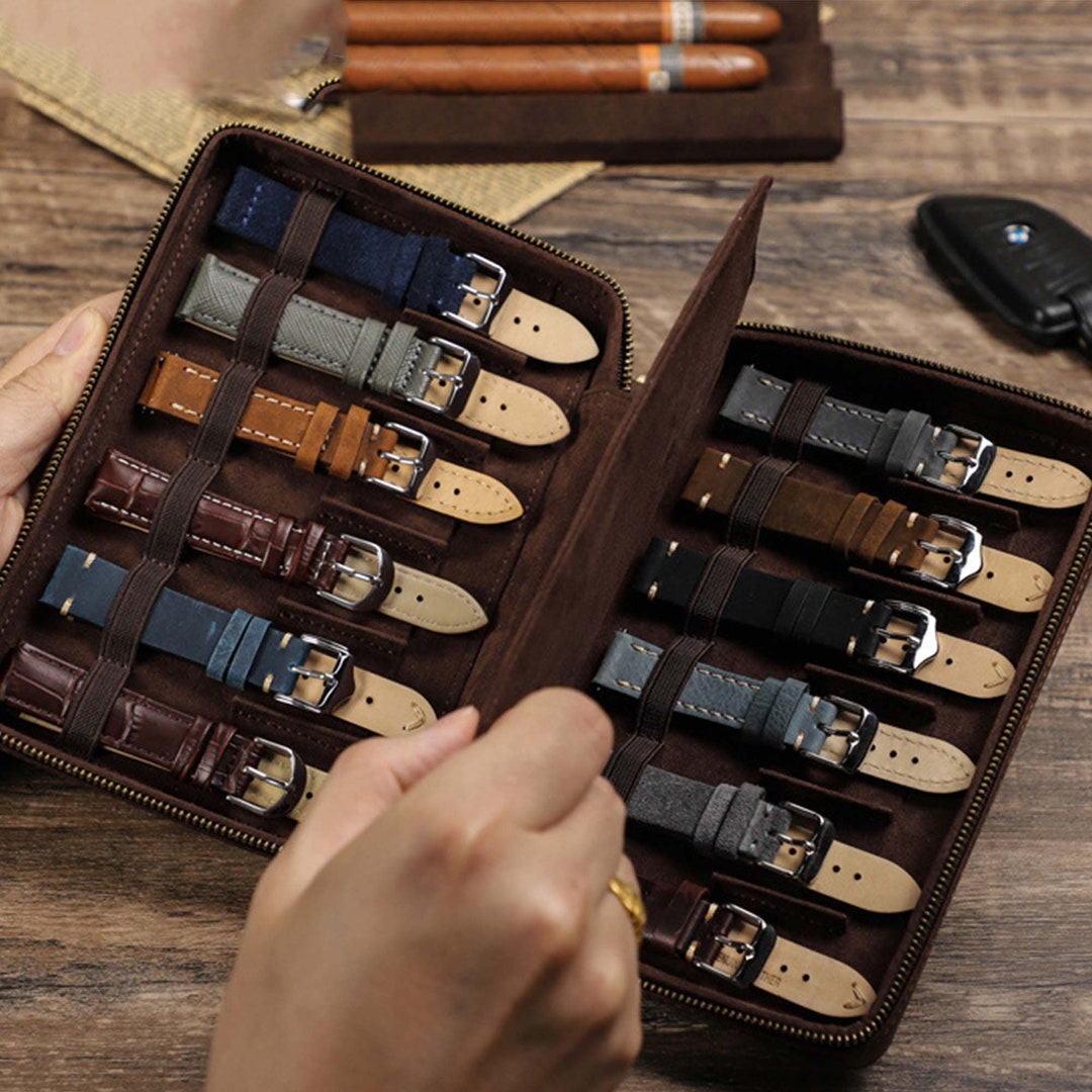 Leather Watch Strap Box,personalized Watch Bands Organizer,apple Watch ...