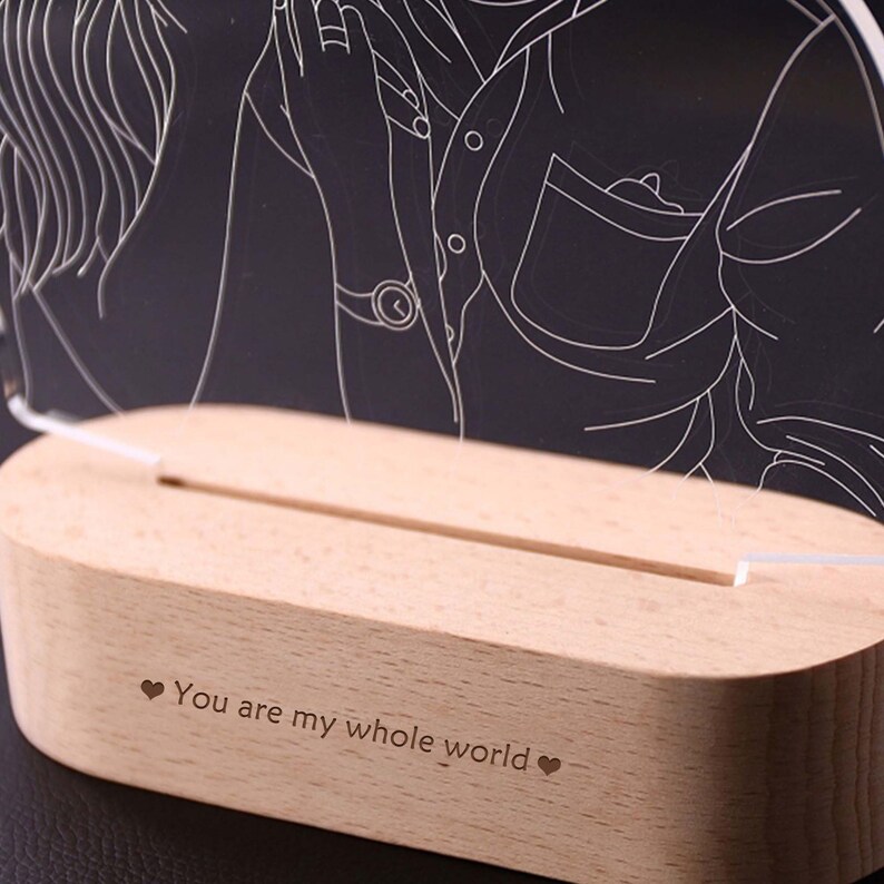 Personalized Couple Line Art Photo Light, 3D Photo Light Nightlight ...