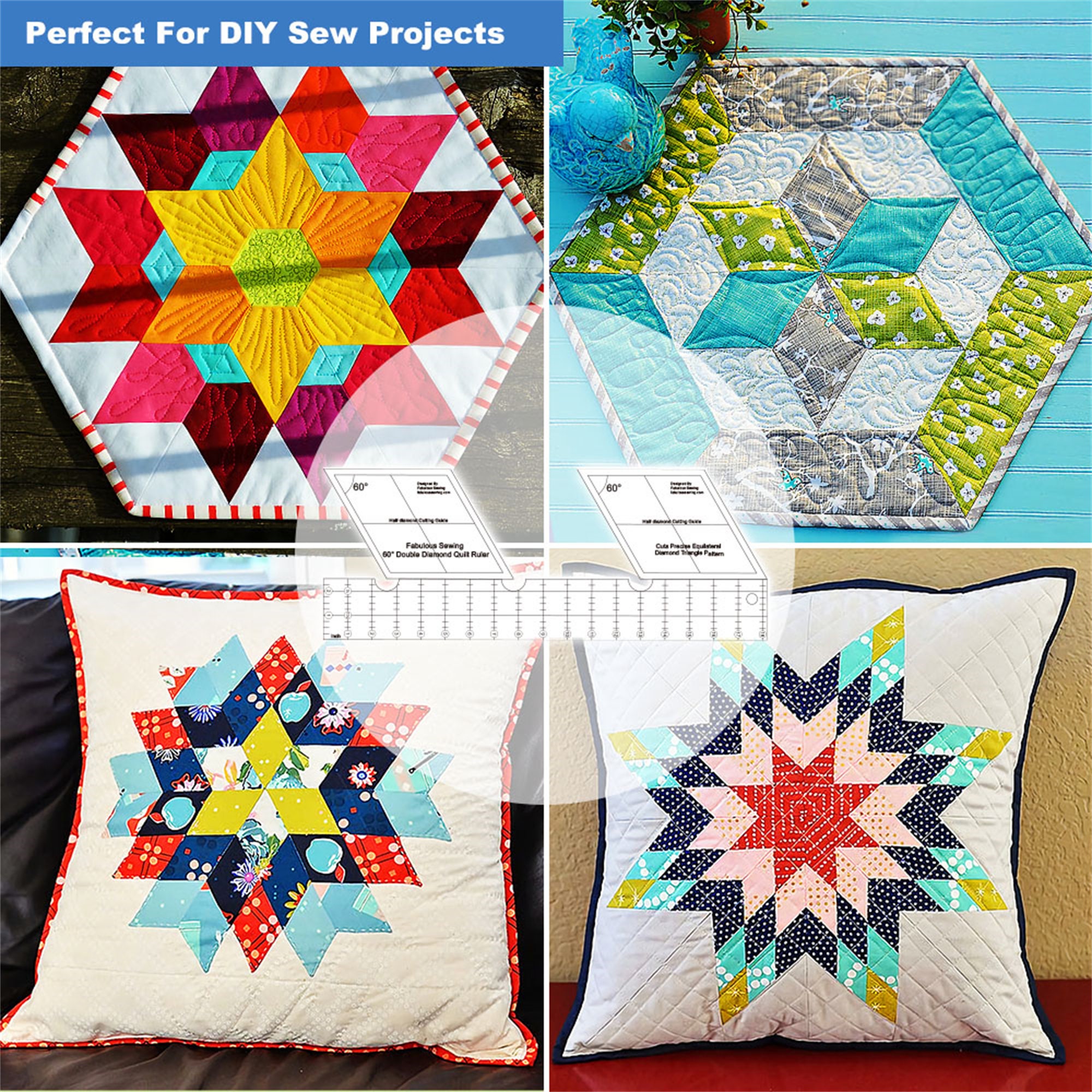 Fabulous Sewing Double Diamond Quilt Ruler Rotary Cutter - Etsy