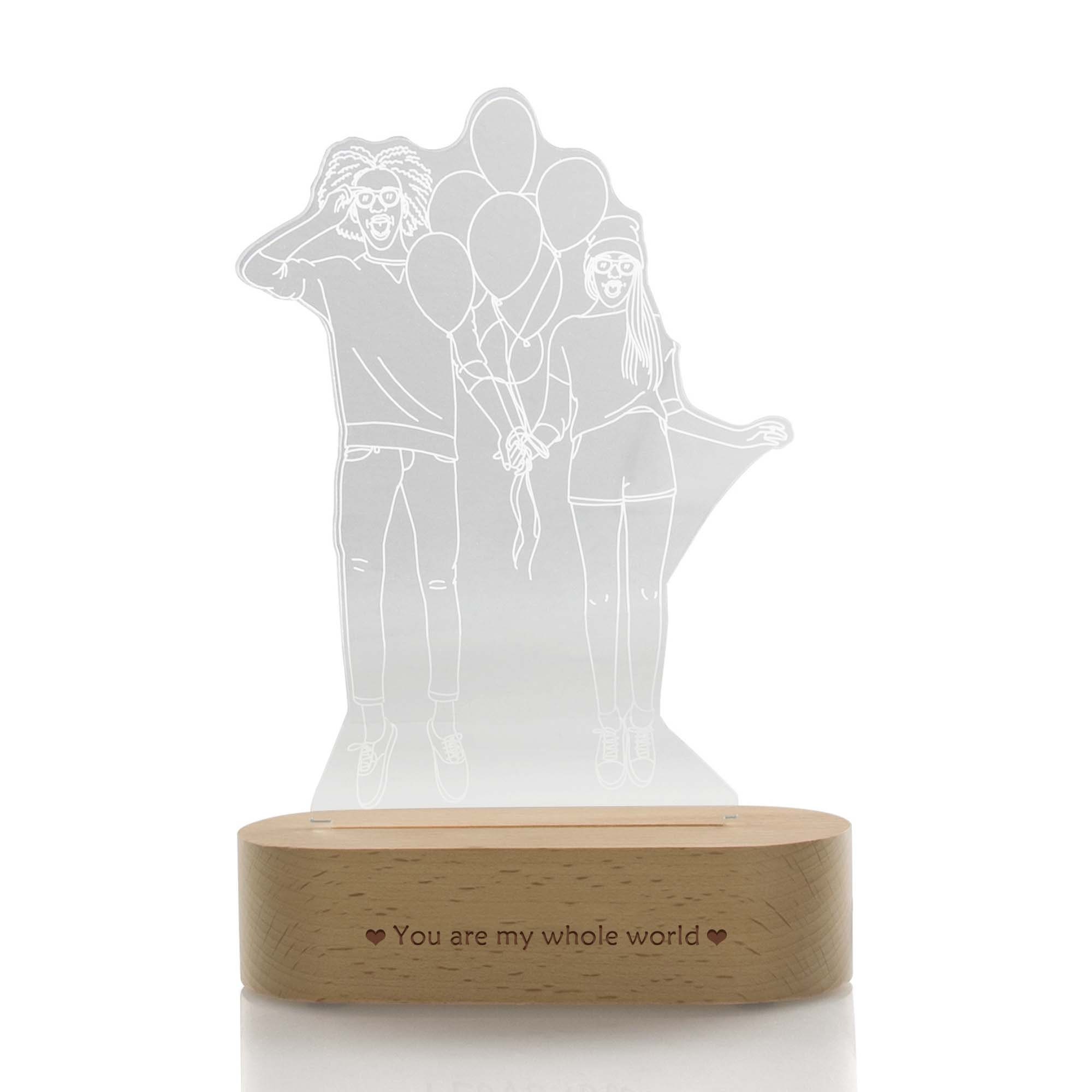 Personalized Couple Line Art Photo Light, 3D Photo Light Nightlight ...
