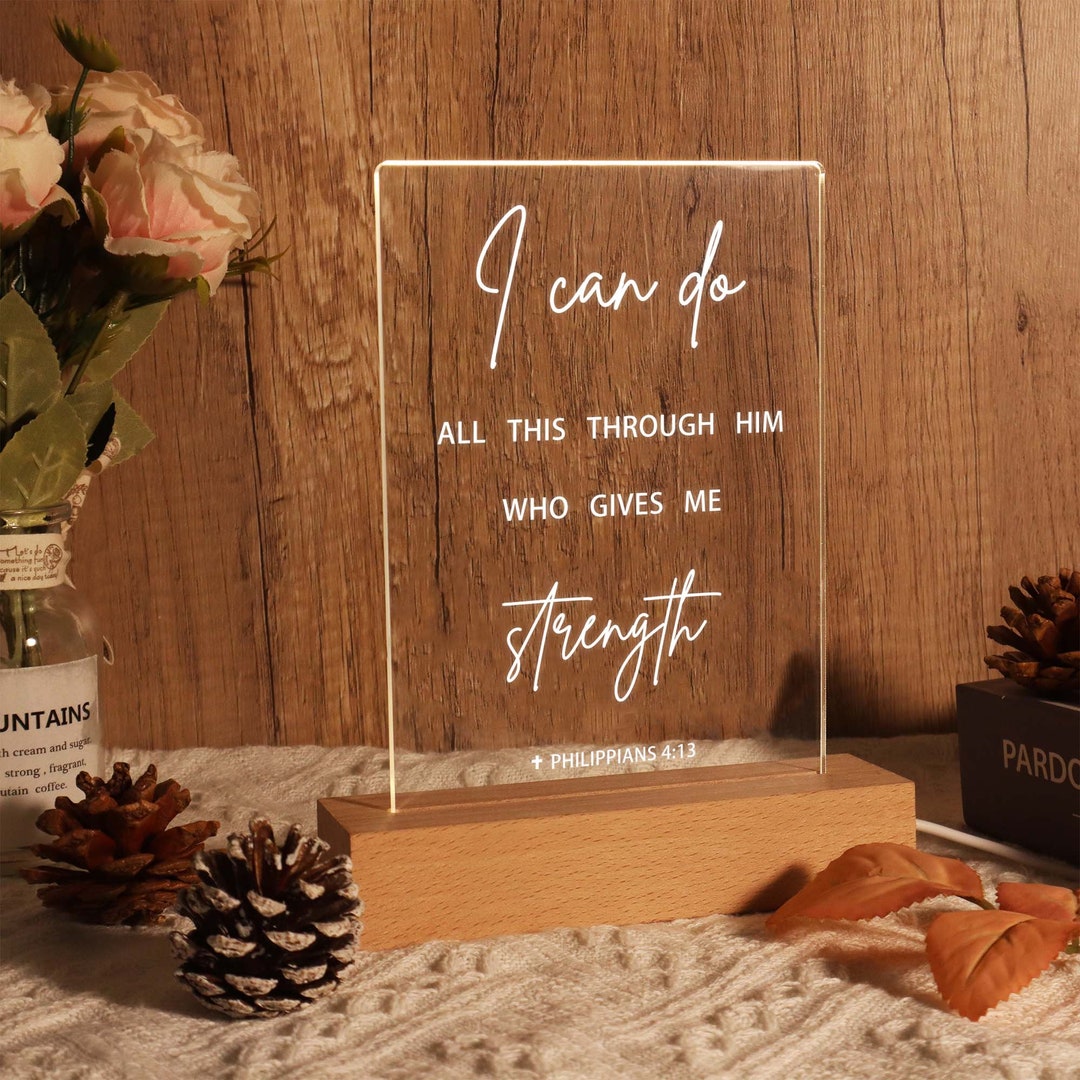Custom Bible Verse LED Lights, Personalized Bible Verse Gifts, Faith ...