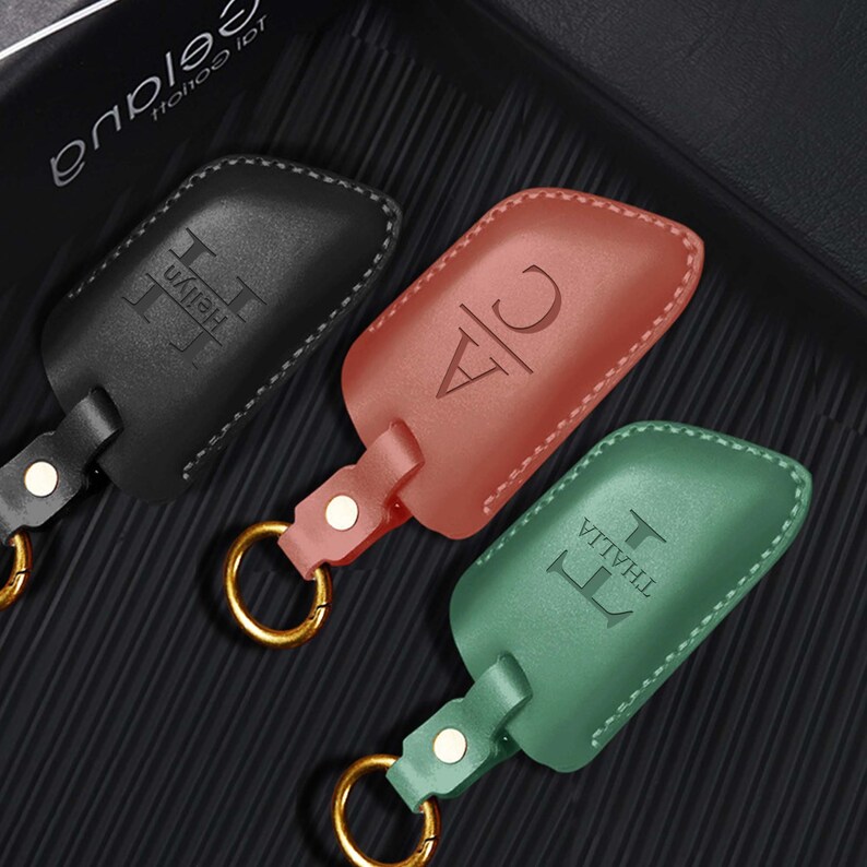 Personalized Genuine Leather Key Fob Cover,keychain Case Holder, Car ...
