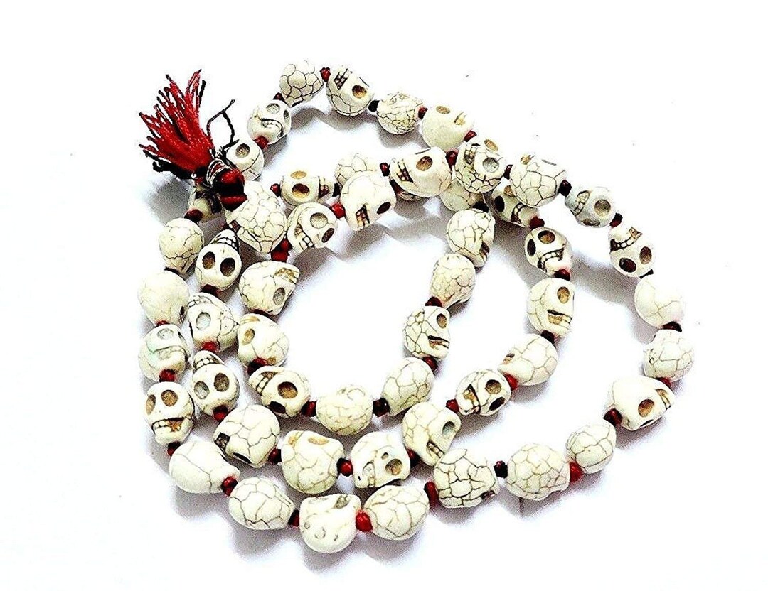 Goddess Kali Mala, Skull/narmund Carved Beads Mala Rosarie Indian ...