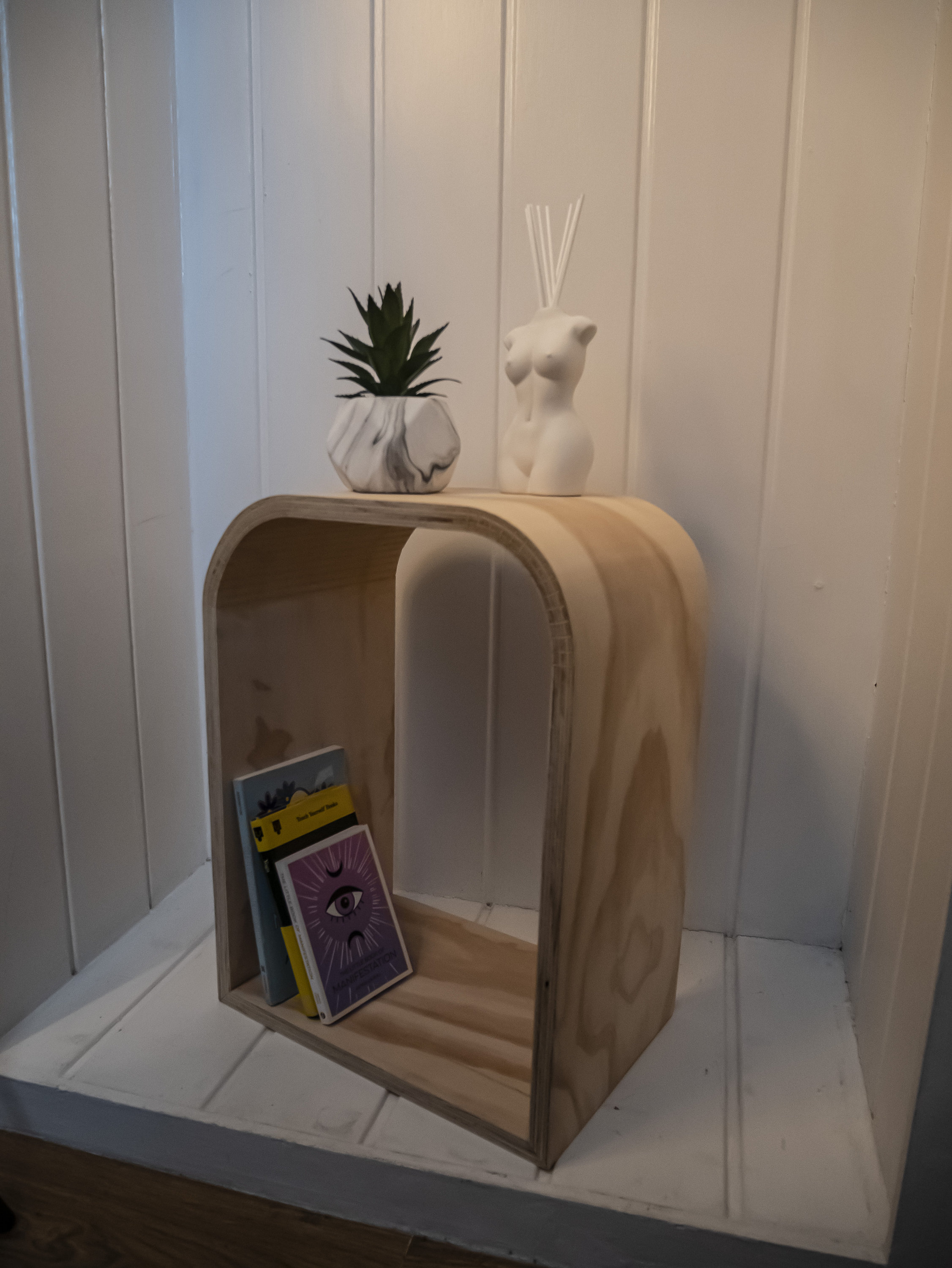 Curved Waterfall Side Table, Drink Table, Plywood Table, Plywood ...