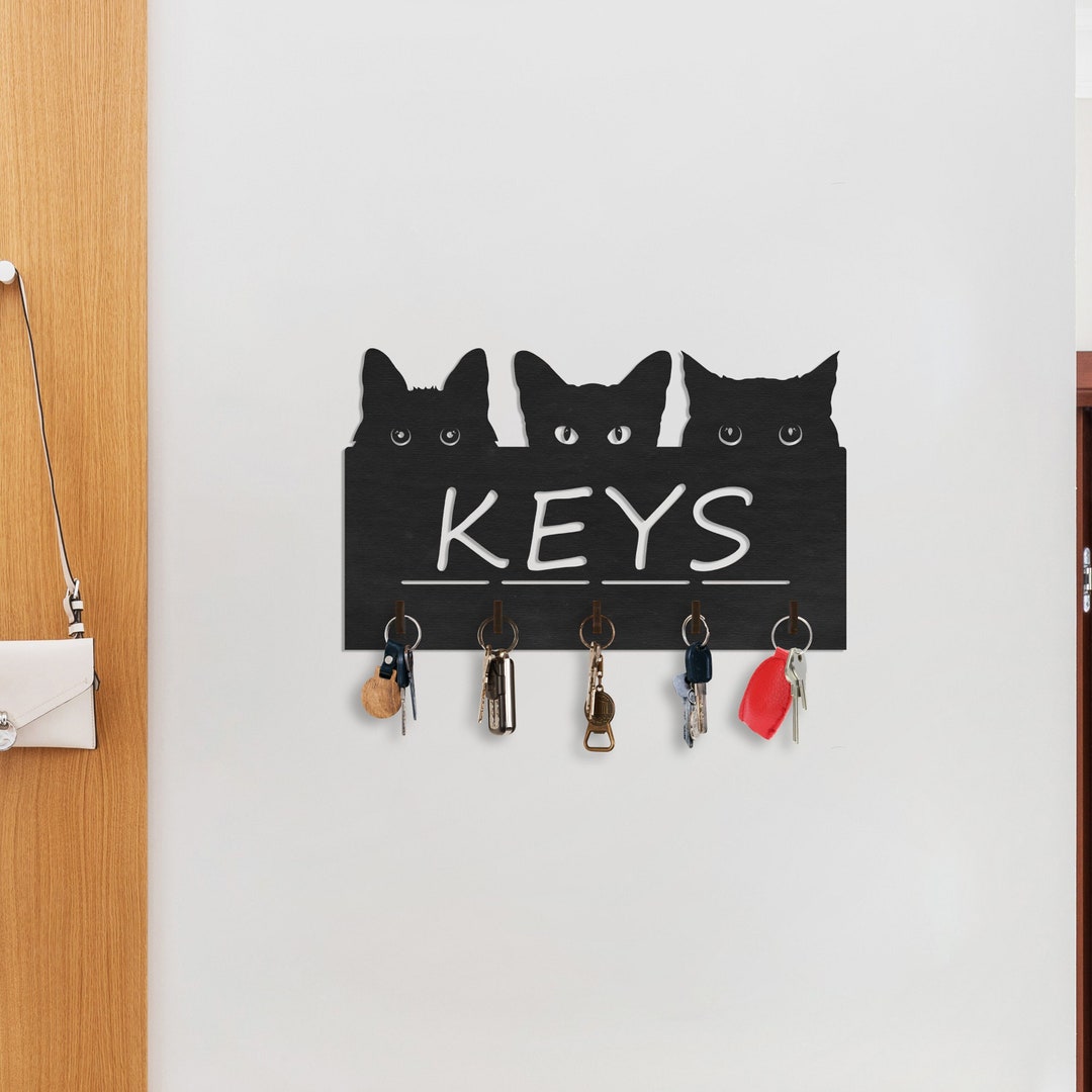 Cat Key Holder, Christmas Gift, Wooden Keey Hanger for Wall, Gift for ...