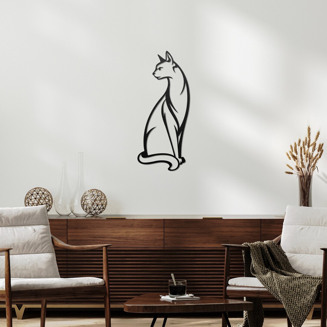 Wooden Cat Wall Decor, Wooden Cat Wall Art, Gift for Cat Lover, Cat ...