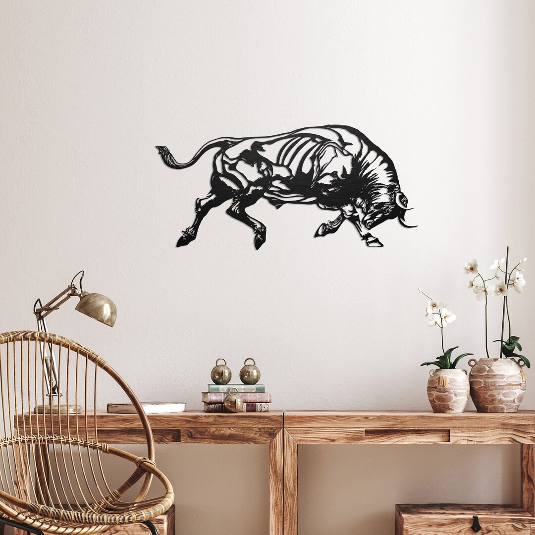 Bull Wall Art, Wooden Bull Wall Art, Gift for Her, Bull Wall Decor ...