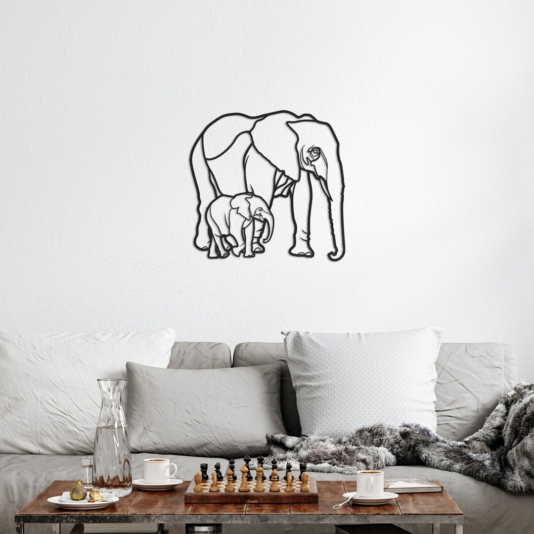 Elephant Wall Decor, Wooden Decoration, Wooden Elephant Sign, Animal ...