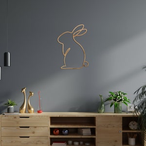 Wooden Rabbit Wall Decor, Wooden Bunny Decoration, Wooden Rabbit Wall ...