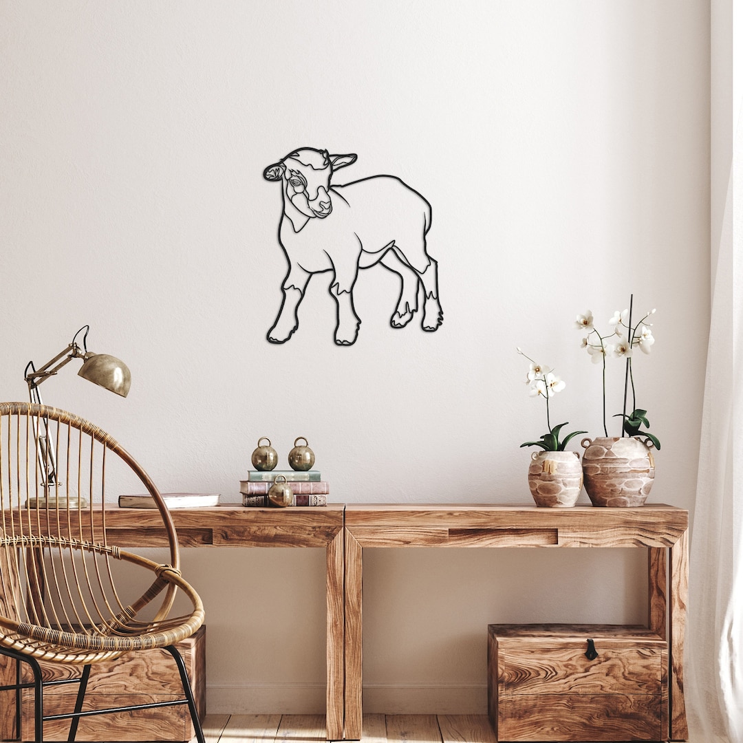 Wooden Goat Decor, Minimalist Goat Wall Art, Lineart Goat Decor ...
