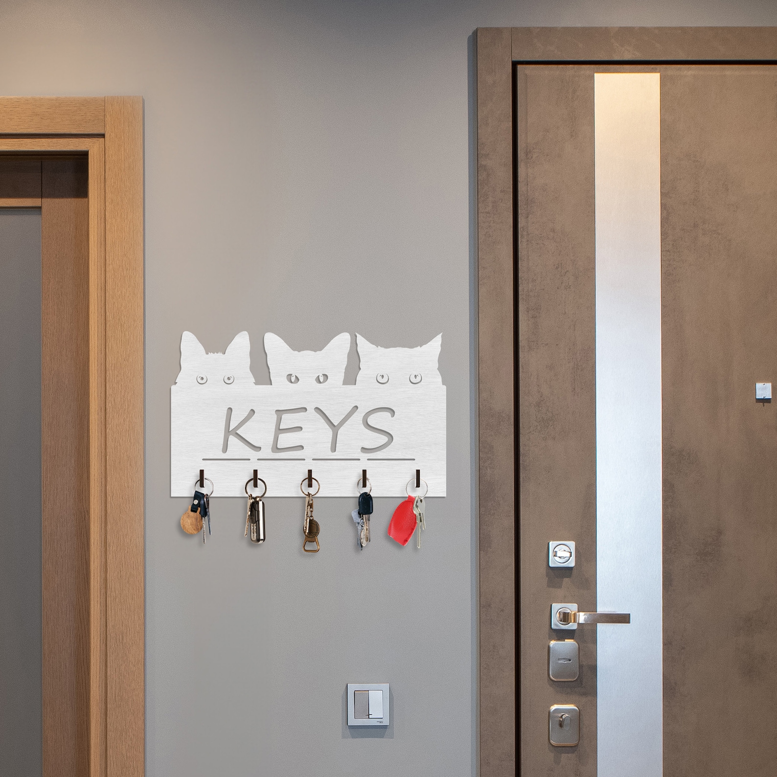 Cat Key Holder, Christmas Gift, Wooden Keey Hanger for Wall, Gift for ...