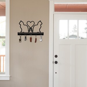 Wood Keey Holder for Wall, Gift for Cat Lover, Key Holders, Cat Key ...