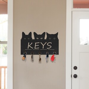 Cat Key Holder, Christmas Gift, Wooden Keey Hanger for Wall, Gift for ...