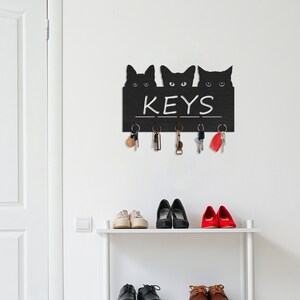 Cat Key Holder, Christmas Gift, Wooden Keey Hanger for Wall, Gift for ...