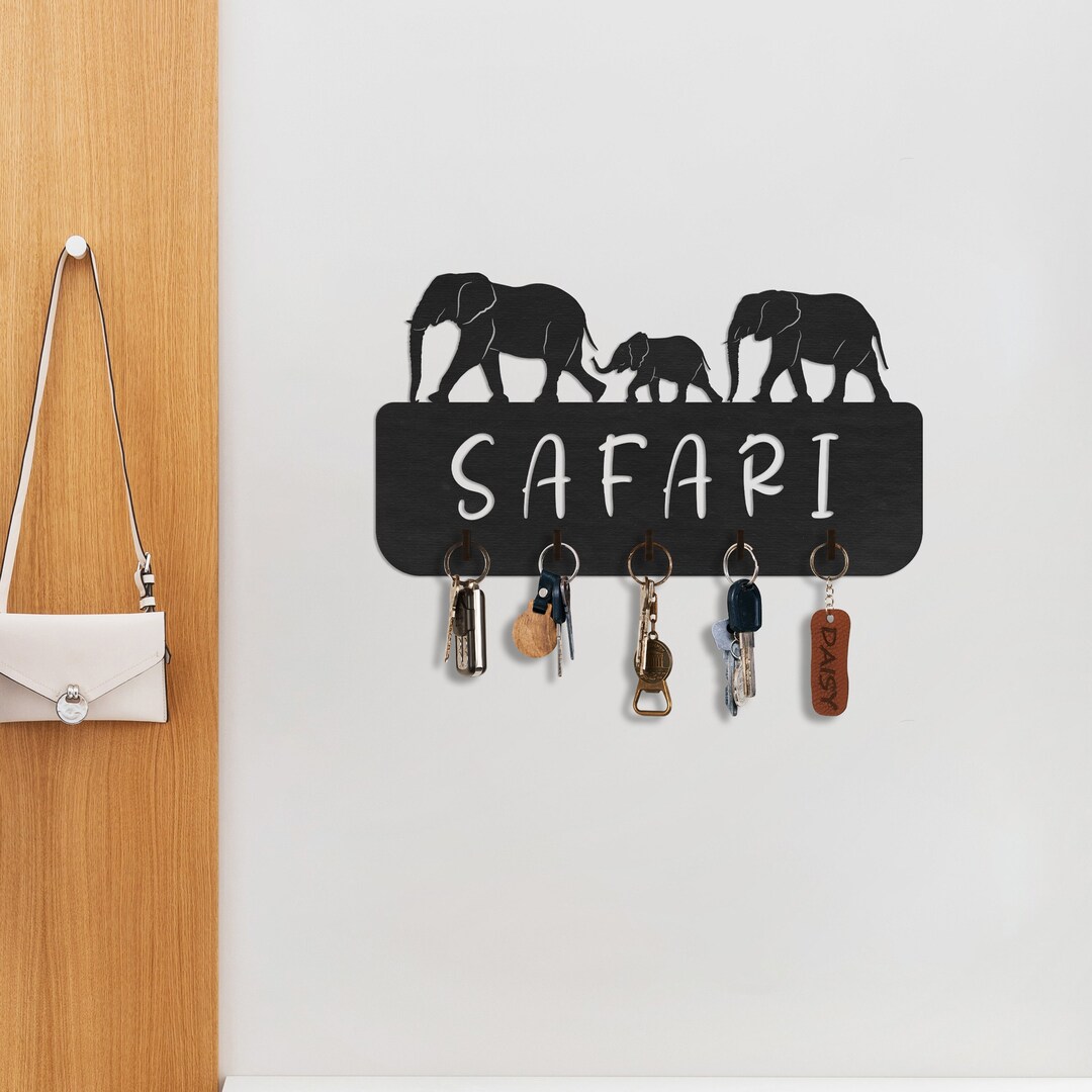 Safari Key Holder, Wooden Keey Hanger for Wall, Gift for Her, Wooden ...