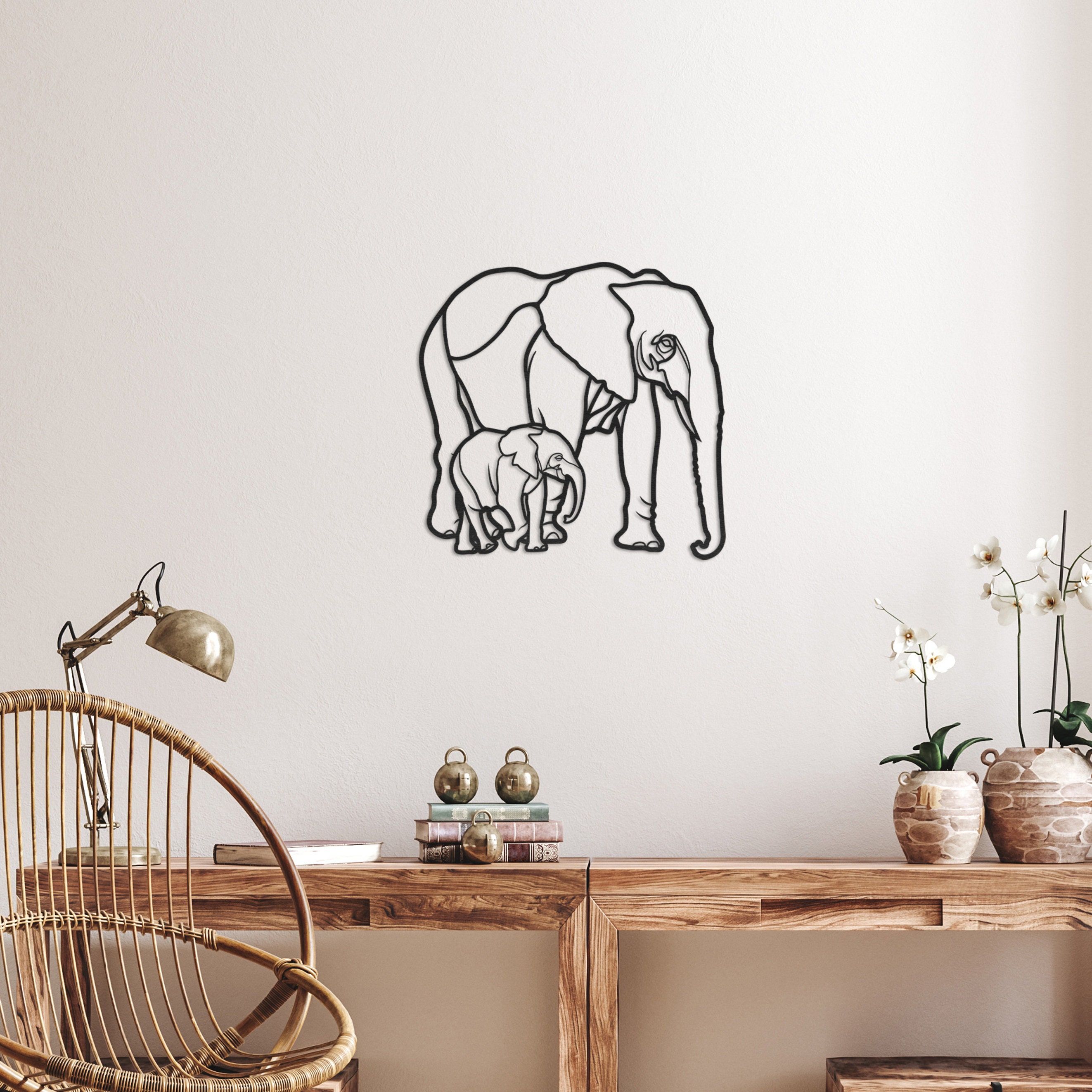 Elephant Wall Decor, Wooden Decoration, Wooden Elephant Sign, Animal ...