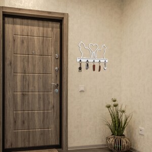 Wood Keey Holder for Wall, Gift for Cat Lover, Key Holders, Cat Key ...