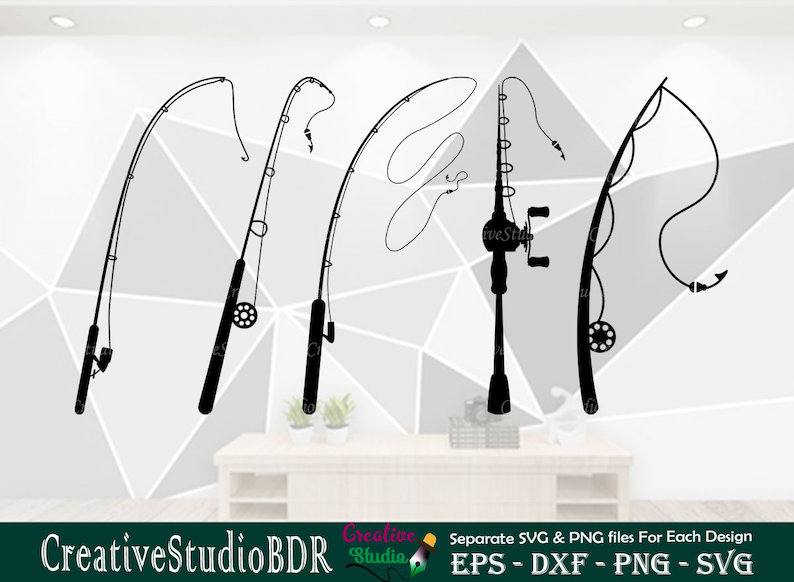Fishing Rod SVG Bundle Cut File Fishing Pole Svg Fishing - Etsy